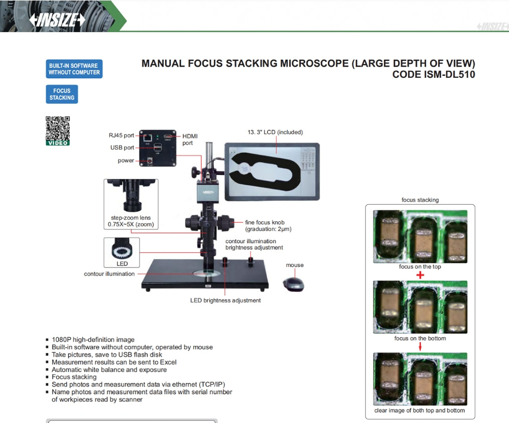 Manual Focus Stacking Microscope (High Definition) | Insize ISM-DL510 ...
